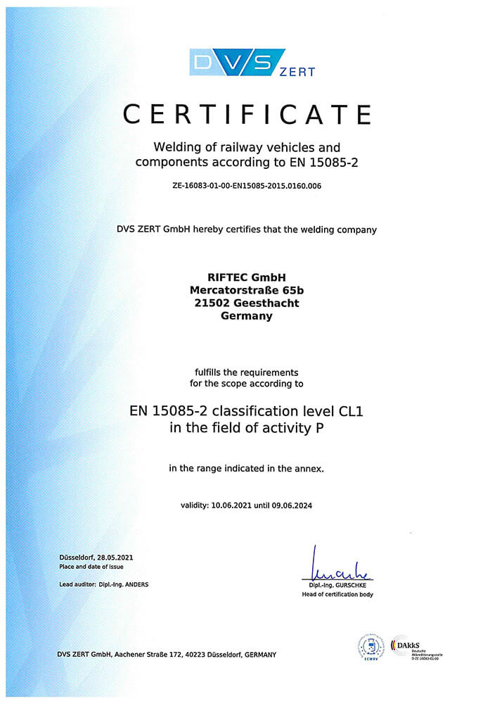 RIFTEC - we weld according to iso standards