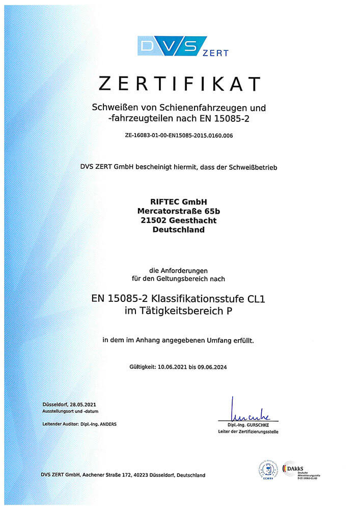 RIFTECs Qualität - Wir schweißen nach ISO Standard